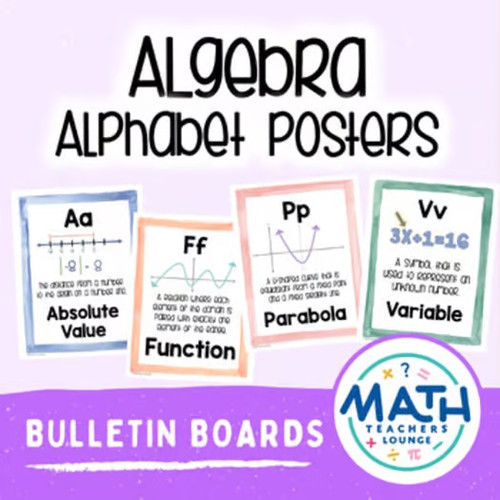 Algebra Alphabet Classroom Posters - Math Bulletin Board