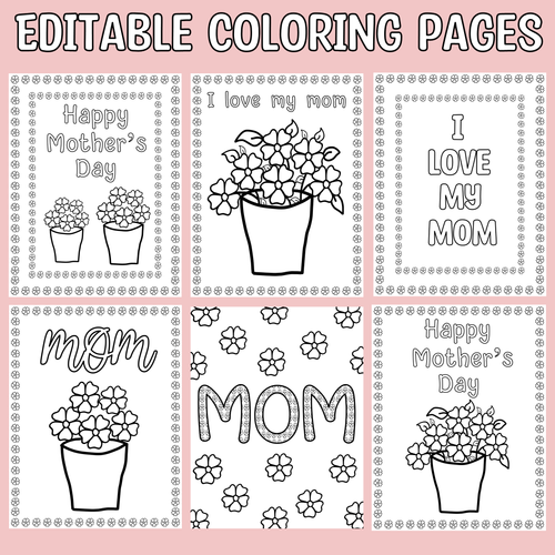 Mother's Day Coloring Worksheets, Spring Coloring Activity, Coloring ...