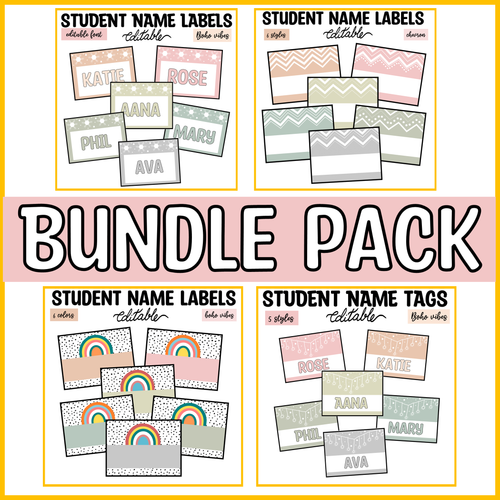 Printable Student Name Labels Bundle Pack, Classroom Labels, Name Tags ...
