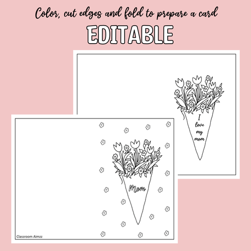 Tulips Mother's Day Cards, Mother's Day Coloring Page, Editable Cards ...