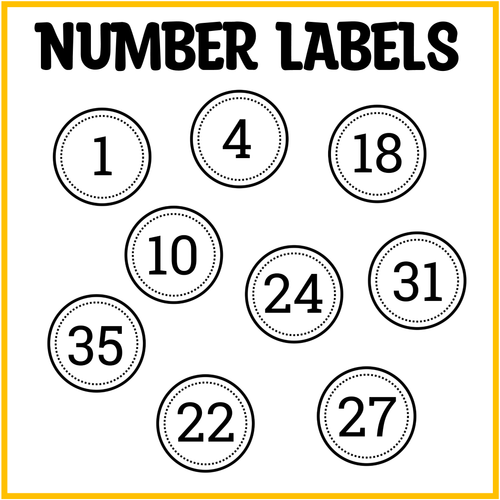 Small Circle Number Labels 1 to 48, Printable Black and White Number ...