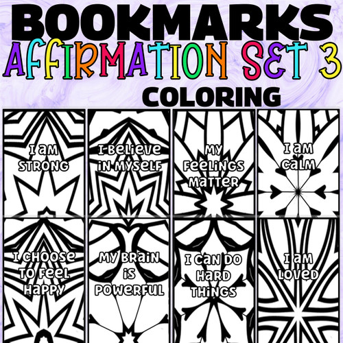 Affirmation Bookmarks to Color Set 3 8 Bookmark Coloring Pages