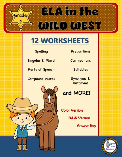 Grade 2 ELA Worksheets | Wild West Theme