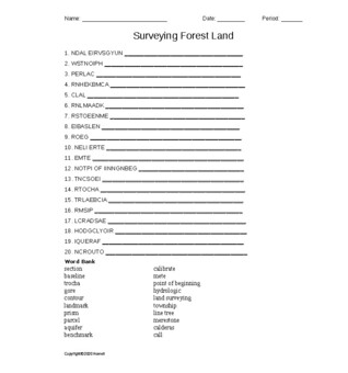 Surveying Forest Land Word Scramble - Amped Up Learning