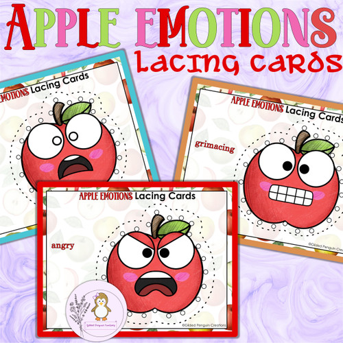 Apple Emotions Lacing Cards Activity for Early Elementary