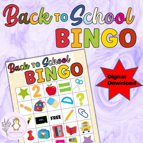 School Supplies Bingo Cards Game Classroom Parties Activity - 5x5