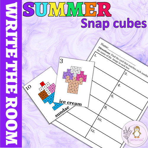Summer Write the Room Snap Cubes Kindergarten