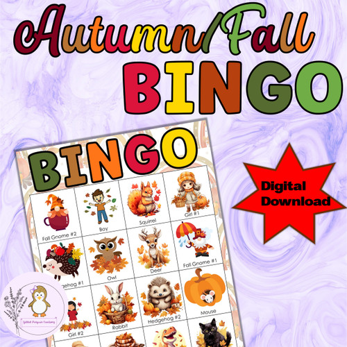 Autumn Bingo Game Fall Activity 35 4x4 Bingo Cards