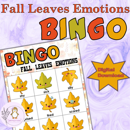 Fall Leaves Emotions Bingo Cards Emotions Feelings Activity Game- 3x3