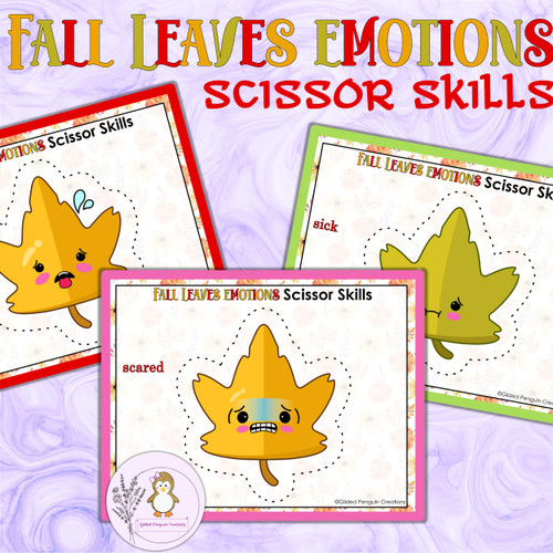 Fall Leaves Emotions Scissor Skills Activity Scissor Cutting Practice ...