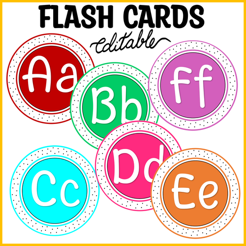 Printable Spotty Boho Bright Alphabet Flash Cards, Editable Word Wall ...