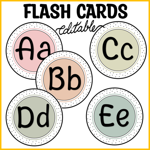 Printable Spotty Boho Alphabet Flash Cards, Editable Word Wall Letters ...