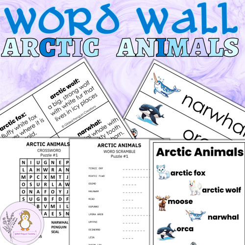 Arctic Animal Word Wall With Strips, Posters, Description Flashcards ...