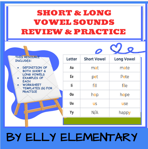 SHORT/LONG VOWELS: REVIEW & PRACTICE WORKSHEETS - K/1