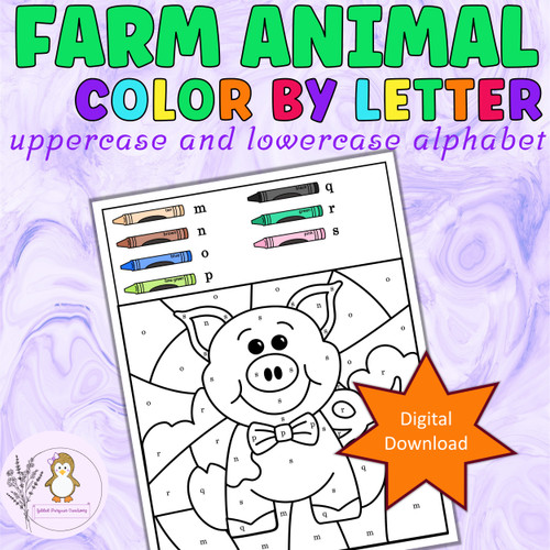 Farm Animal Color By Letter Alphabet Practice Kindergarten Printable ...