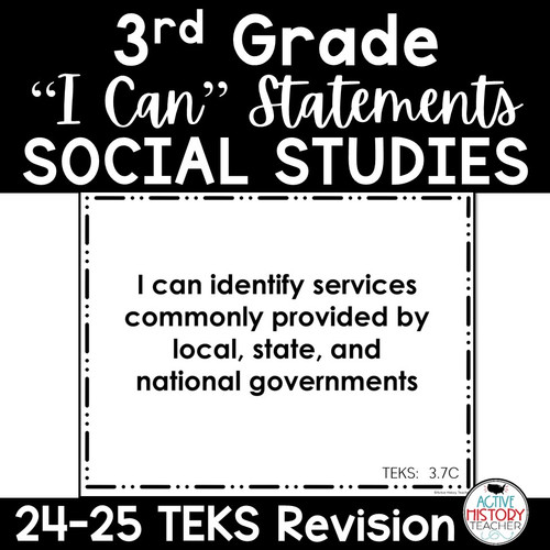 3rd Grade Social Studies TEKS I Can Statement 24-25 TEKS Revision Back ...