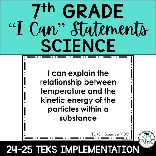 7th Grade Science TEKS I Can Statements 24-25 TEKS Revision Back to ...