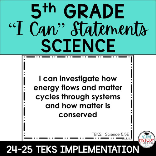 5th Grade Science TEKS I Can Statement 24-25 TEKS Revision Back to ...