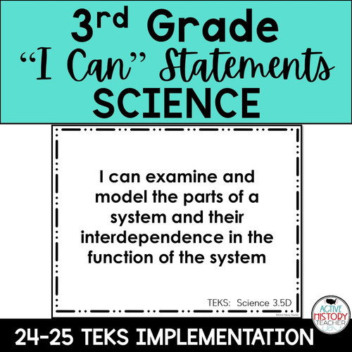 3rd Grade Science TEKS I Can Statement 24-25 TEKS Revision Back to ...