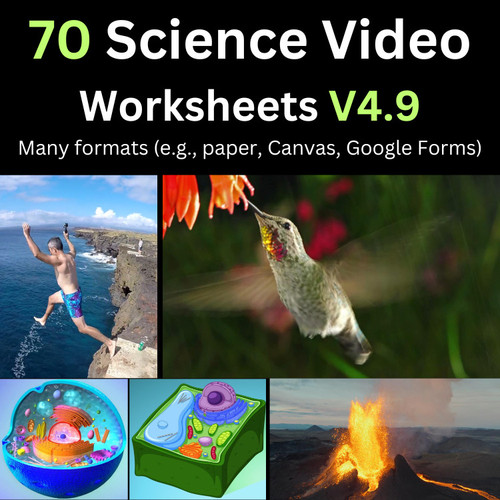 70 Science video sheets, Google Forms, MS Forms, Blackboard, Canvas ...