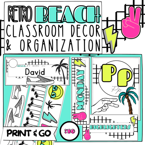 Retro Beach Themed | Classroom Décor and Organization | Easy Prep