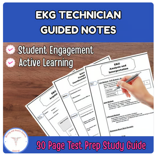 Certified EKG Technician (CET) Guided Notes | CTE Health Science Study ...