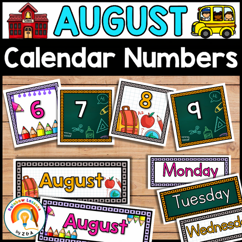 August Calendar Numbers | August 2024 Calendar Cards | August Bulletin ...
