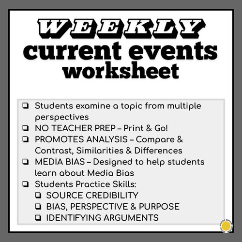 Weekly Current Event Worksheet for Critical Thinking and Media Literacy