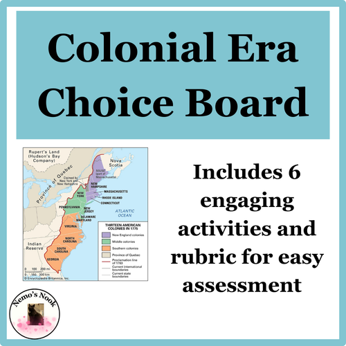 Colonial Era Activity Choice Board