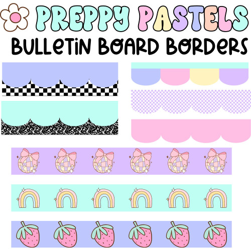 Preppy Pastels - Bulletin Board Borders (Rectangle & Scallop) - Amped ...