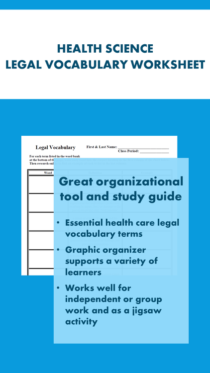 Health Science Legal Vocabulary Worksheet - Amped Up Learning
