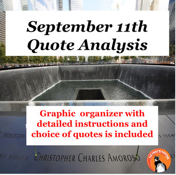 9-11 Quote Analysis and Graphic Organizer with Rubric - fully editable!