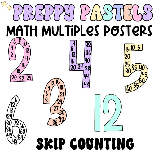 Preppy Pastels - Multiples Display Math Posters | Skip Counting - Amped ...