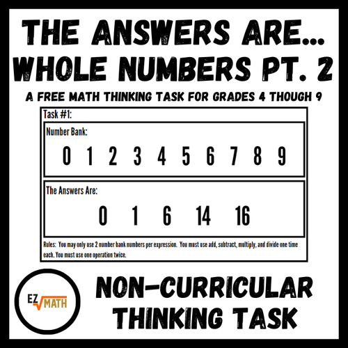 The Answers Are... Whole Numbers Part 2: FREE BTC Non-Curricular ...