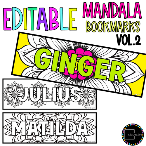 Editable Mandala Bookmarks