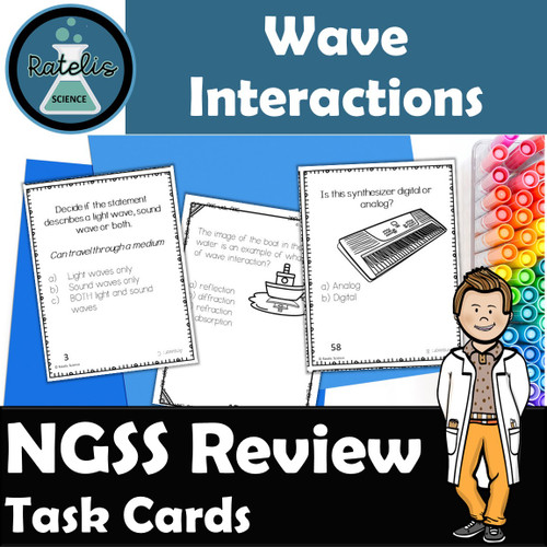 Wave Interaction Digital Analog Signals Task Cards Questions NGSS 72 ...