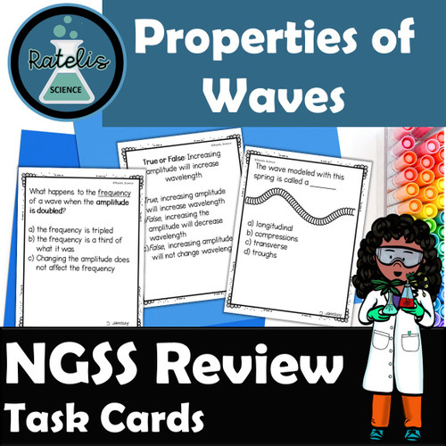 Wave Properties Task Cards Review NGSS Physical Science 56 Questions ...