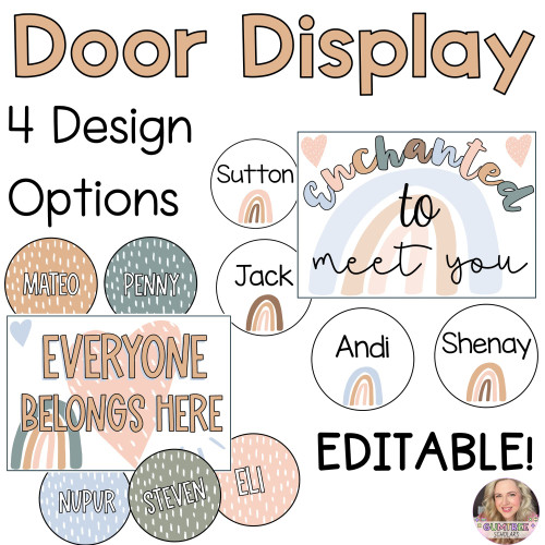 Boho Neutral Rainbow - Door Display Welcome Sign | Editable - Amped Up ...