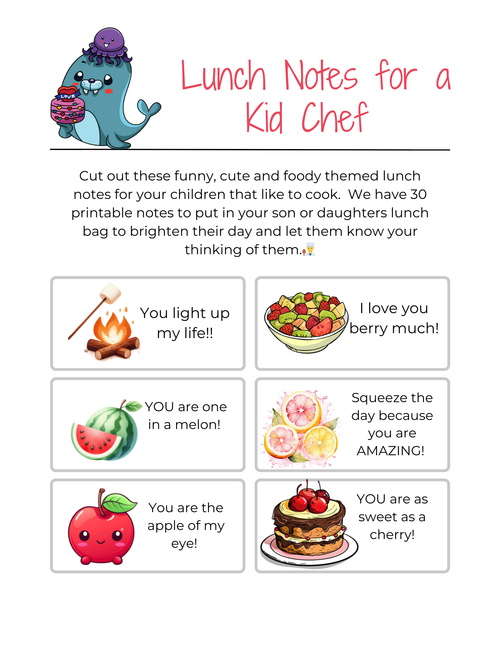 Lunch Notes for a Kid Chef