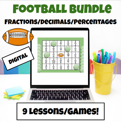 Fractions -Decimals- Percentages- Bundle - All Football-Themed - Amped ...