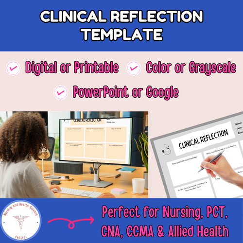Clinical Reflection Template for Nursing, Health Science, PCT, CNA & CCMA