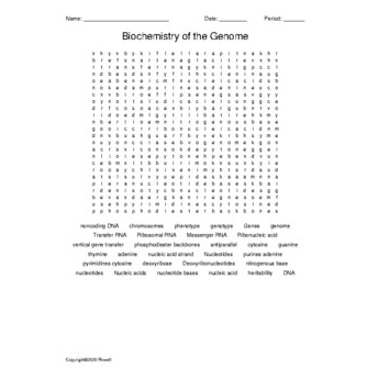 Biochemistry of the Genome Word Search for a Microbiology Course ...