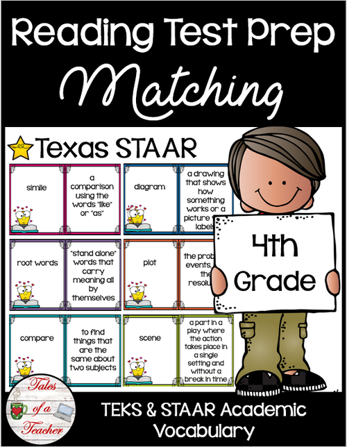 4th Grade STAAR Reading Matching Test Prep - Amped Up Learning