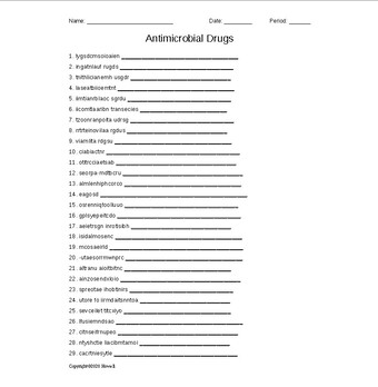Antimicrobial Drugs Word Scramble for a Microbiology Course - Amped Up ...