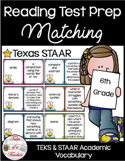 6th Grade STAAR Reading Matching Test Prep - Amped Up Learning