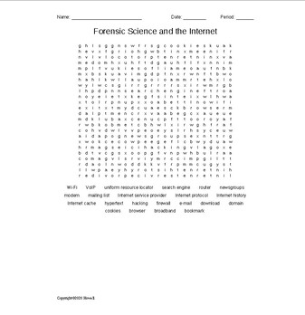Forensic Science and the Internet Word Search for a Forensics Course ...