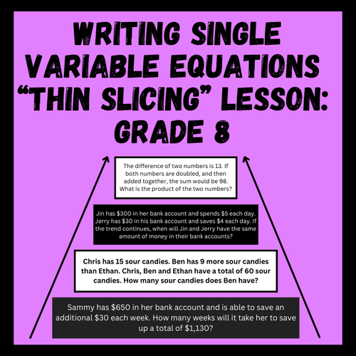 Writing Single Variable Equations BTC Thin Slicing Lesson | Grade 8 Math