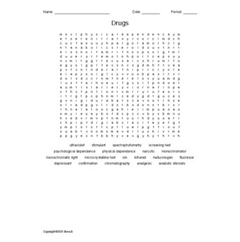 Drugs Word Search for a Forensics Course - Amped Up Learning