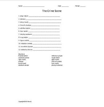 The Crime Scene Word Scramble for a Forensics Course - Amped Up Learning