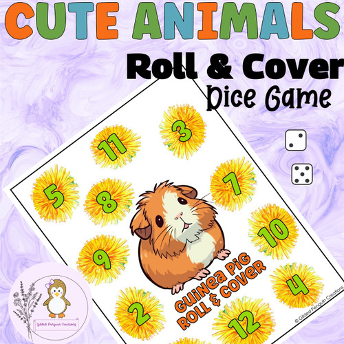Adorable Animals Roll and Cover Math Game Boards Dice Game Addition ...